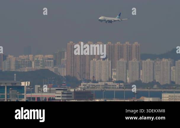 HONG KONG - JANUARY 29, 2025: ASL Cargo Boeing 747 approaching landing ...