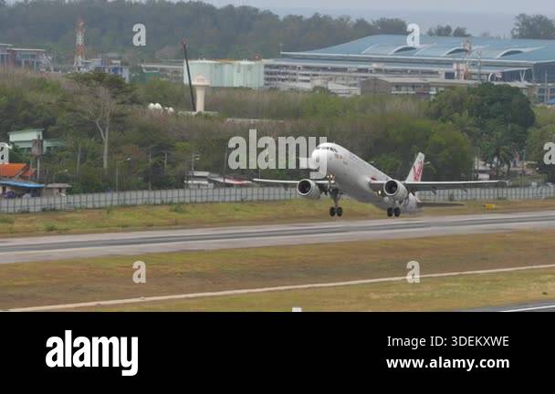 PHUKET, THAILAND - FEBRUARY 25, 2025: Footage of plane Thai AirAsia ...