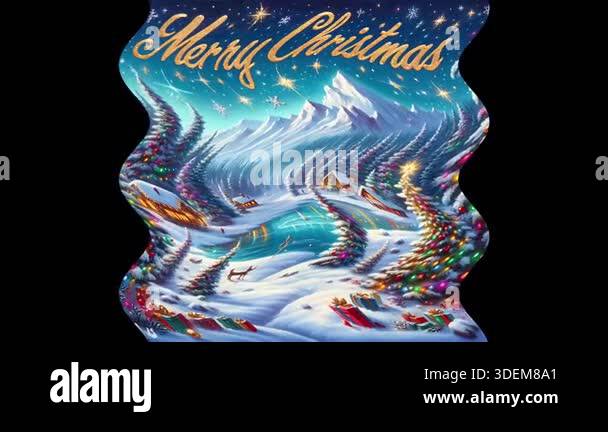 Animated background with Christmas landscape and the words Merry ...