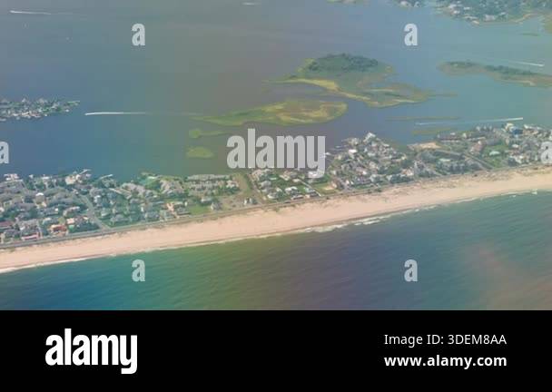 Beautiful view of Miami Beach coastline and residential area seen from ...