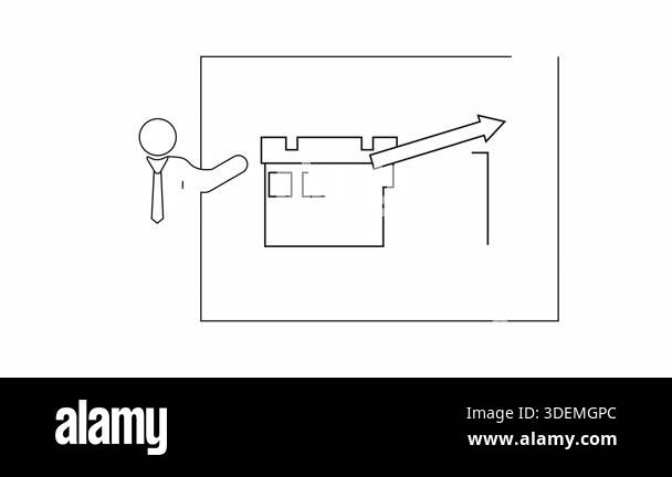 An animated business presentation featuring a calendar and a growth ...