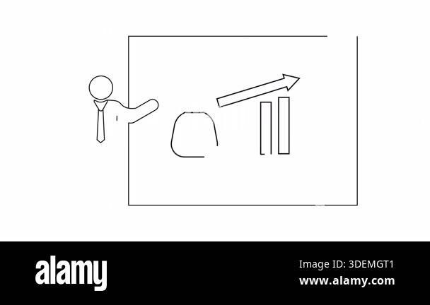 A simple animation showing a business presentation with a graph and ...