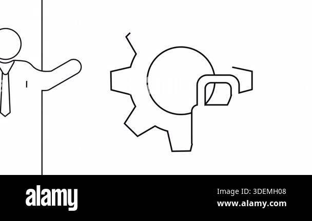 A simple line drawing illustrating a gear and padlock, symbolizing ...