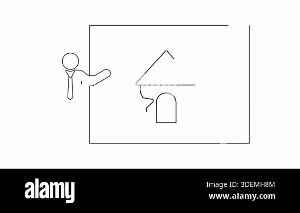 A simple line drawing of a real estate presentation featuring a house ...
