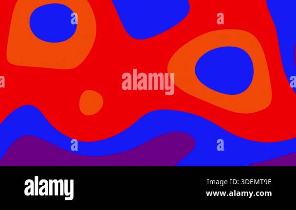 Animated loop with smooth, flowing organic shapes in bold red, orange ...