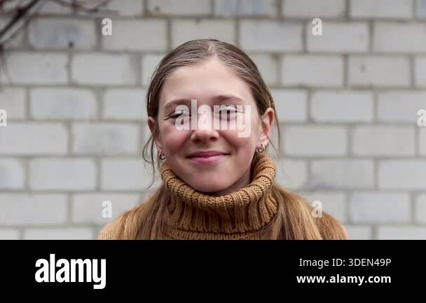 Defocus outdoor portrait of a cute little 10 year old girl on white ...
