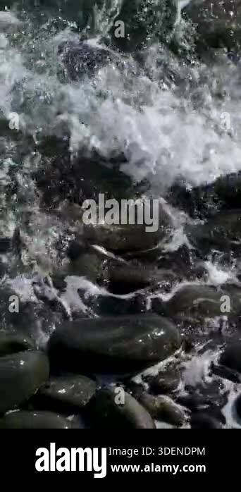 Huge waves crash on the shore, Rocky ocean coast in Iceland, Basalt ...