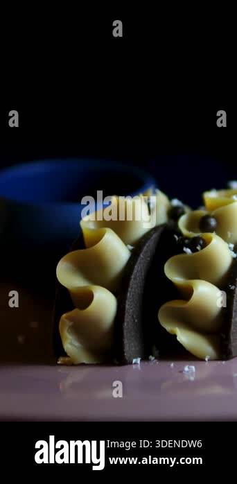 Delicious Slice Of Chocolate Layer Cake On A Plate. High quality 4k ...