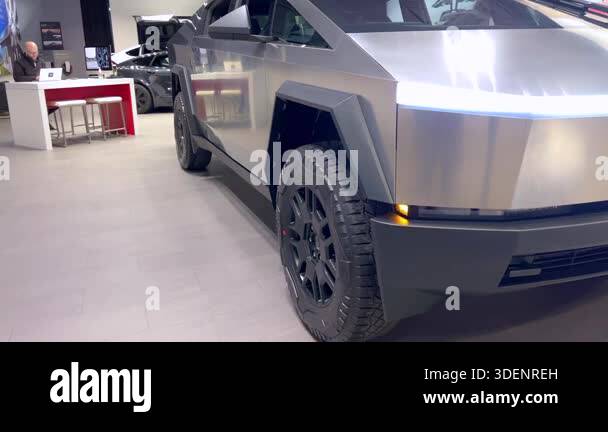 Denver, Colorado, USA-April 9, 2024-The futuristic Cybertruck by Tesla ...