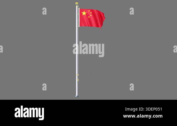 Peoples Republic of China Animated flag loop, High quality realistic 3D ...