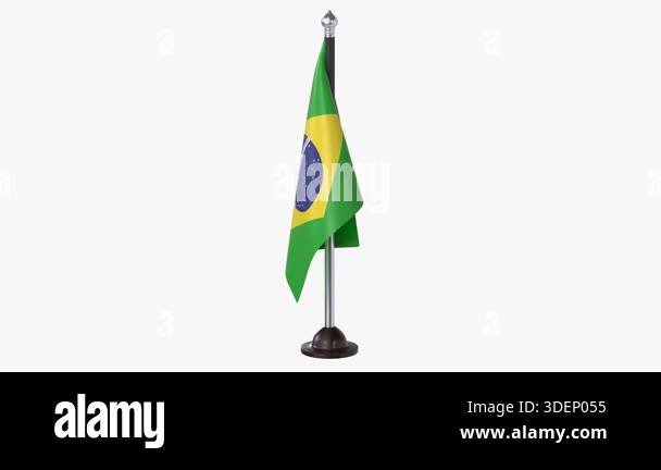 Brazil Flag Stand Turnaround Loop, High quality realistic 3D render ...