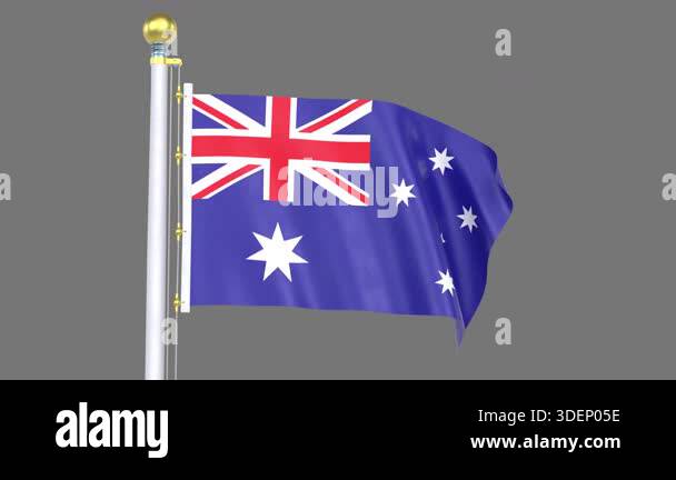 Australia Animated flag Closup loop, High quality realistic 3D render ...