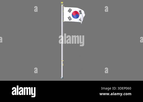 South Korea Animated flag loop, High quality realistic 3D render which ...