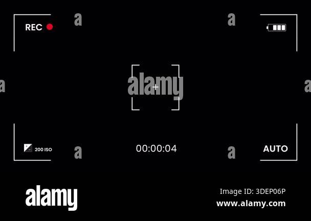 Digital camera recording viewfinder screen overlay with REC and battery ...