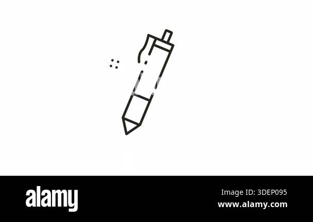 Animated outline icon showing a pen in a clean line and stroke style ...
