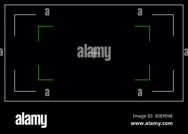 Camera viewfinder frame with focus target and flash light animation ...