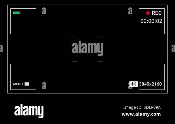 4k digital camera viewfinder overlay interface with recording indicator ...