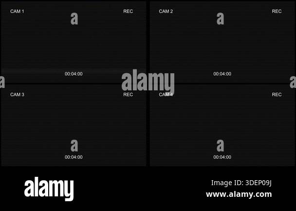 Cctv security camera four screen overlay interface with recording ...