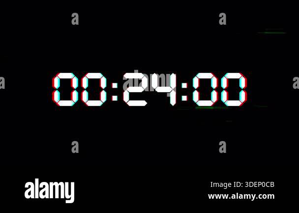 Digital glitch countdown timer 30 seconds on black background, perfect ...