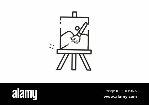 Animated outline icon showing an artist easel with a canvas and ...
