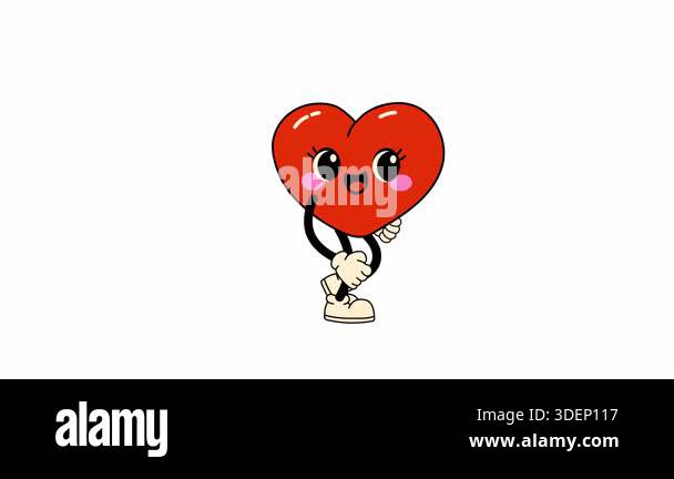 Happy heart character walking animation with alpha channel Stock Video ...