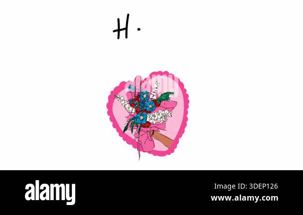 Romantic Valentines card with heart-shaped frame and red roses. Loop ...