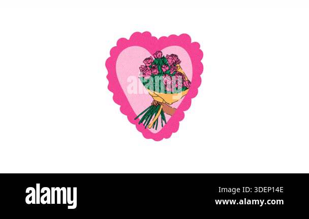 Beautiful blue flowers bouquet wrapped in soft pink paper. Loop ...