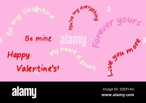 Hand drawn Valentine's Day lettering on pink background with alpha ...