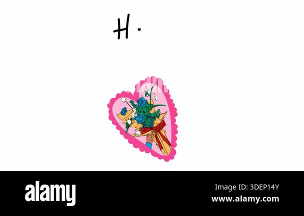 Romantic Valentines card. Loop Animation. Alpha channel transparency ...
