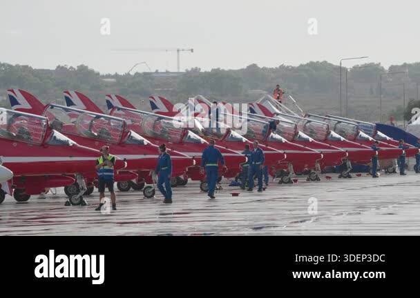 LUQA, MALTA - SEPTEMBER 28, 2025: Royal Air Force Red Arrows ground ...