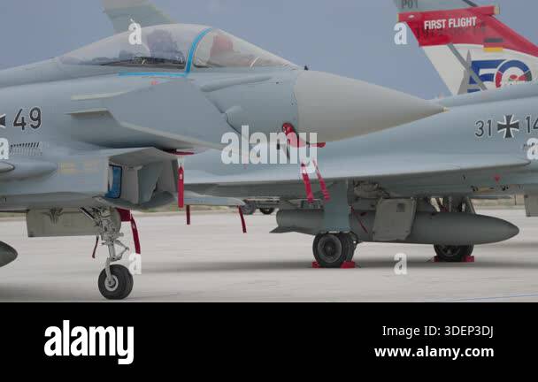 LUQA, MALTA - SEPTEMBER 28, 2025: German Air Force Eurofighter jets are ...