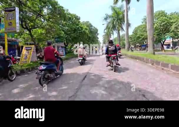 4K footage featuring the crowded city landscape during a clear day with ...