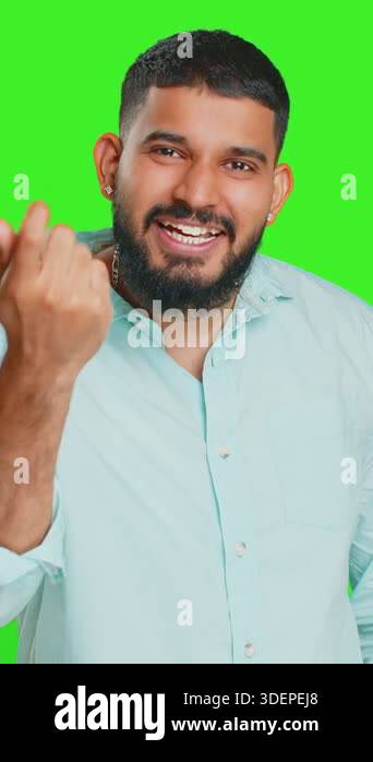 Knock-knock who is there. Confused excited Indian man knocking door ...