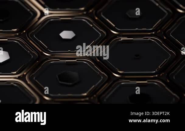 Metallic hexagon structure pattern background, 3d rendering Stock Video ...
