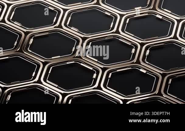 Metallic hexagon structure pattern background, 3d rendering Stock Video ...