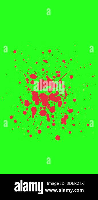 Blood splatter effect on green screen background vertical video Stock ...