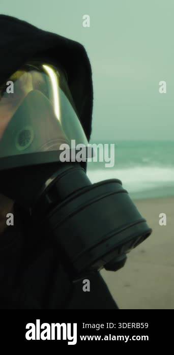 World Contaminated By Radioactive Particles Man Breathes With Gas Mask ...