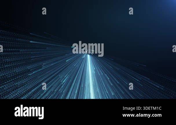 Abstract blue data streams converge into a glowing point, forming a ...