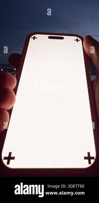 Vertical video. First Person View of Hand Holding Smartphone with Blank ...