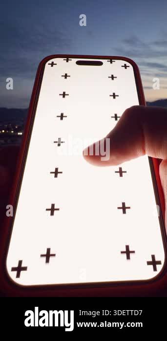 Vertical video. First Person View of Hand Scrolling Down on Smartphone ...
