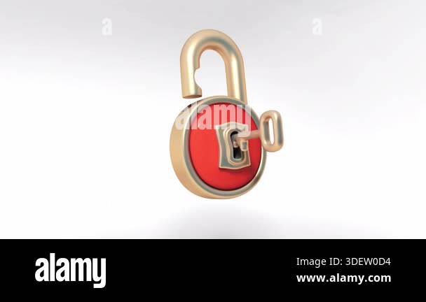 Golden Padlock 3d icon animation. open and close motion Stock Video ...