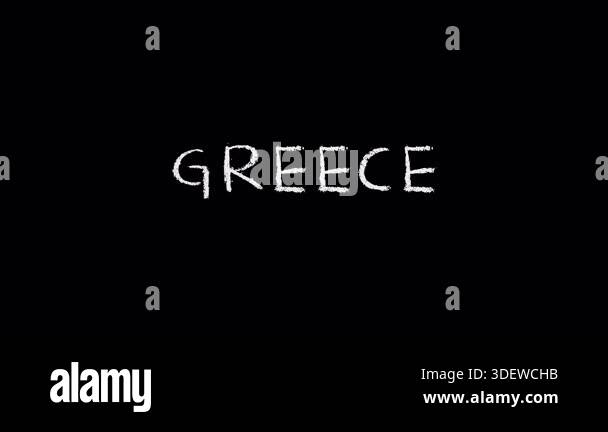 Animated handwritten text revealing the word greece. Country name ...