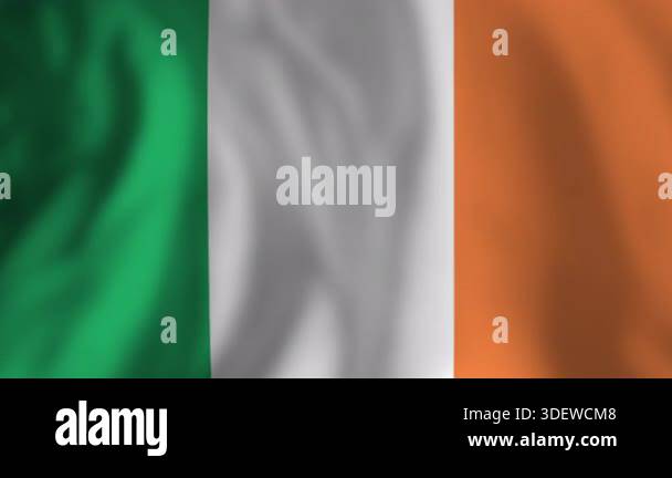Realistic national flag of ireland waving in the wind. Detailed fabric ...