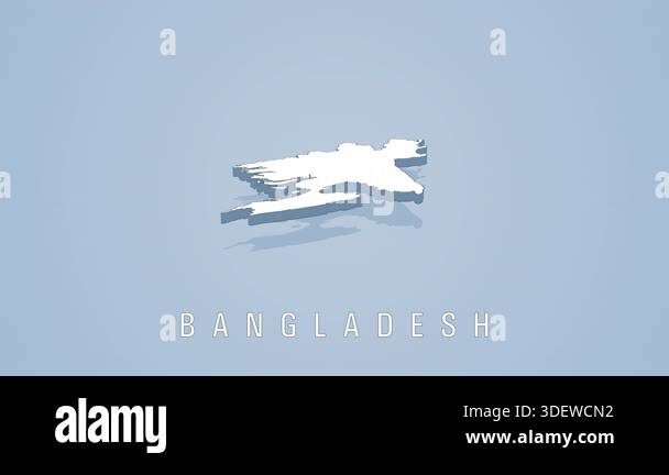Minimalist 3d animation of the bangladesh map rotating on a light blue ...