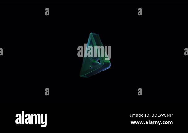 Rotating 3d glass warning sign with an exclamation mark. The ...