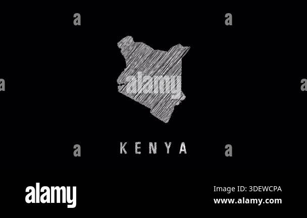 Animated map of kenya appearing with a hand drawn, scribble charcoal ...