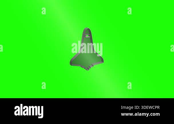 Animated silver space shuttle symbol rotating and spinning on a chroma ...