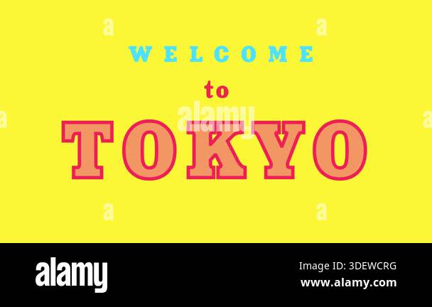 Bright and colorful animated welcome to tokyo text appearing on a ...