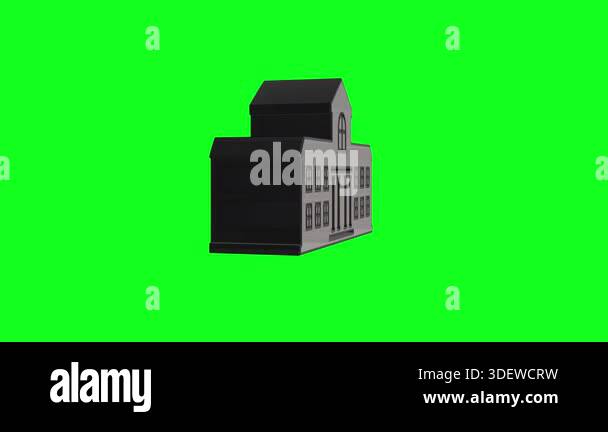 Cartoon animation of a classic university or school building rotating ...