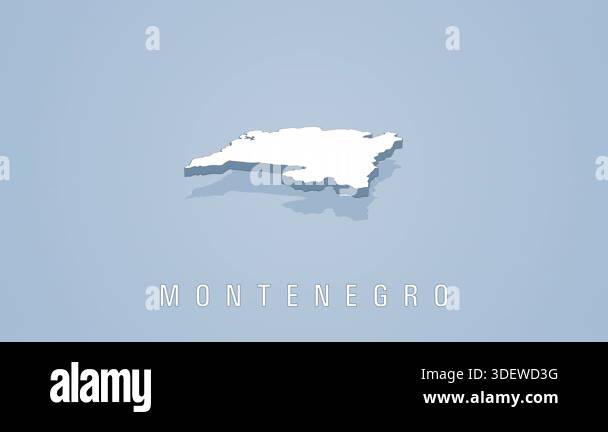 Minimalist 3d animation showing a map of montenegro rotating. Clean ...
